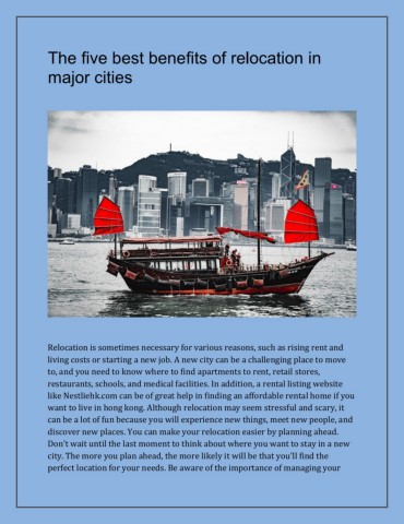 The five best benefits of relocation in major cities - Nestlie HK ...
