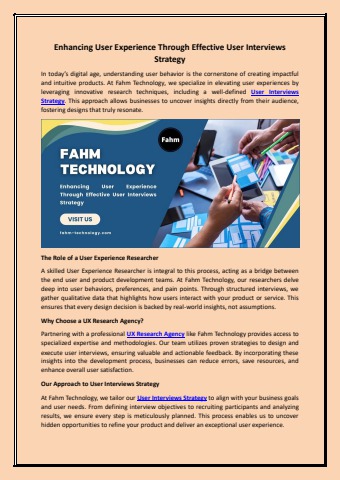 Enhancing User Experience Through Effective User Interviews Strategy