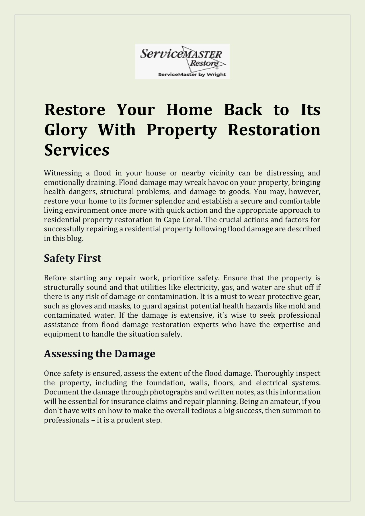 Restore Your Home Back to Its Glory With Property Restoration Services ...