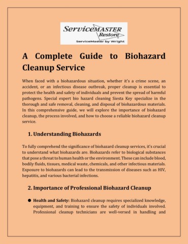 A Complete Guide to Biohazard Cleanup Service
