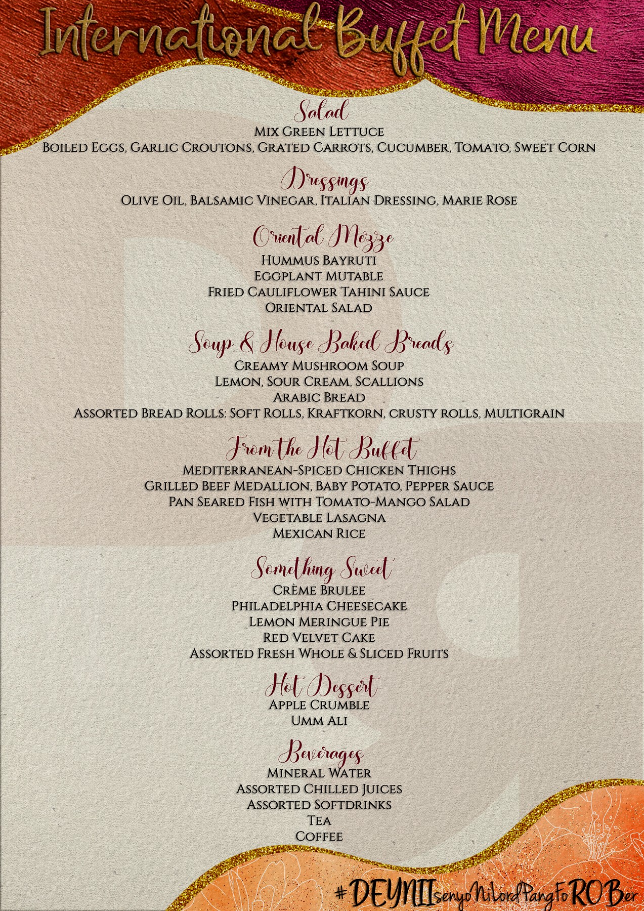 International Buffet Menu - Danielle Villafranca - Page 1 - 1 | Flip ...