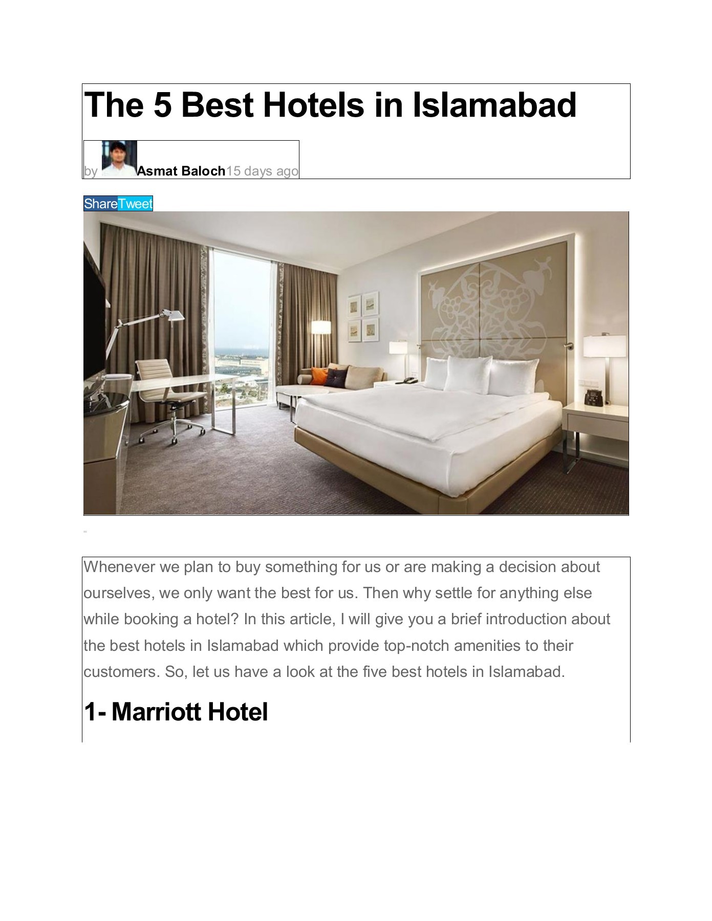 Best hotels in Islamabad - travellertrek7 - Page 1 - 8 | Flip PDF Online | PubHTML5