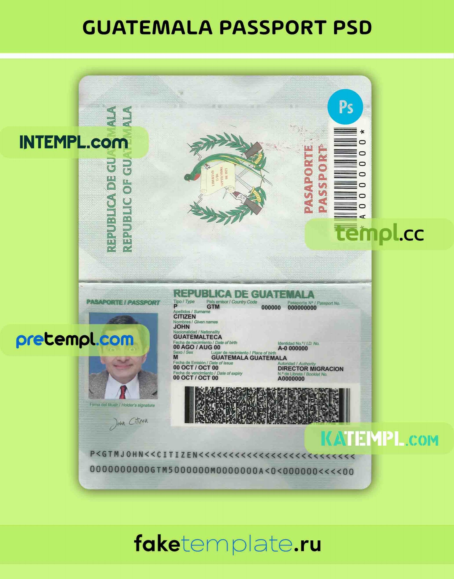 Guatemala passport PSD download template - jacemyvi - Page 1 - 1 | Flip ...