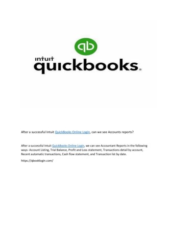 After a successful Intuit QuickBooks Online Login, can we see Accounts ...