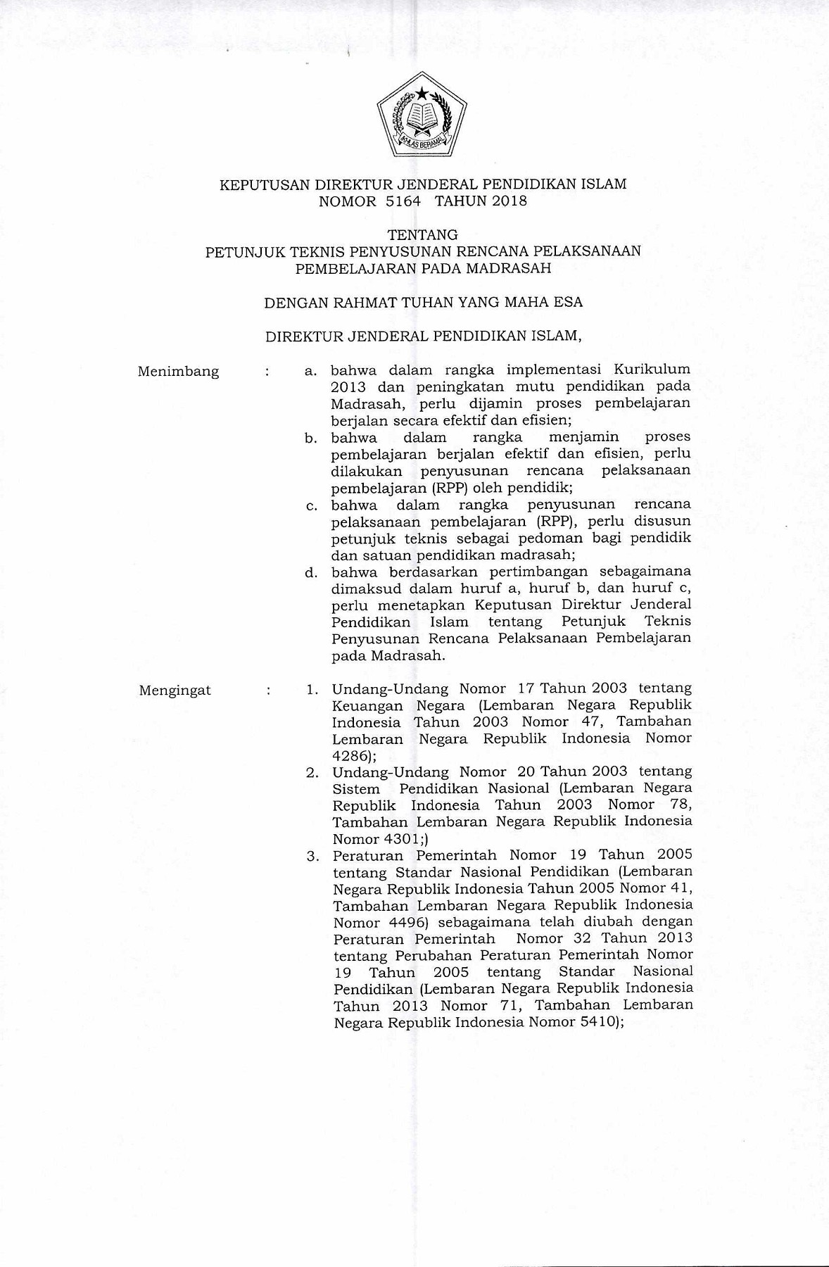 SK Dirjen Pendis no 5164 Tahun 2018 Juknis Penyusunan RPP - Isnaeni ...
