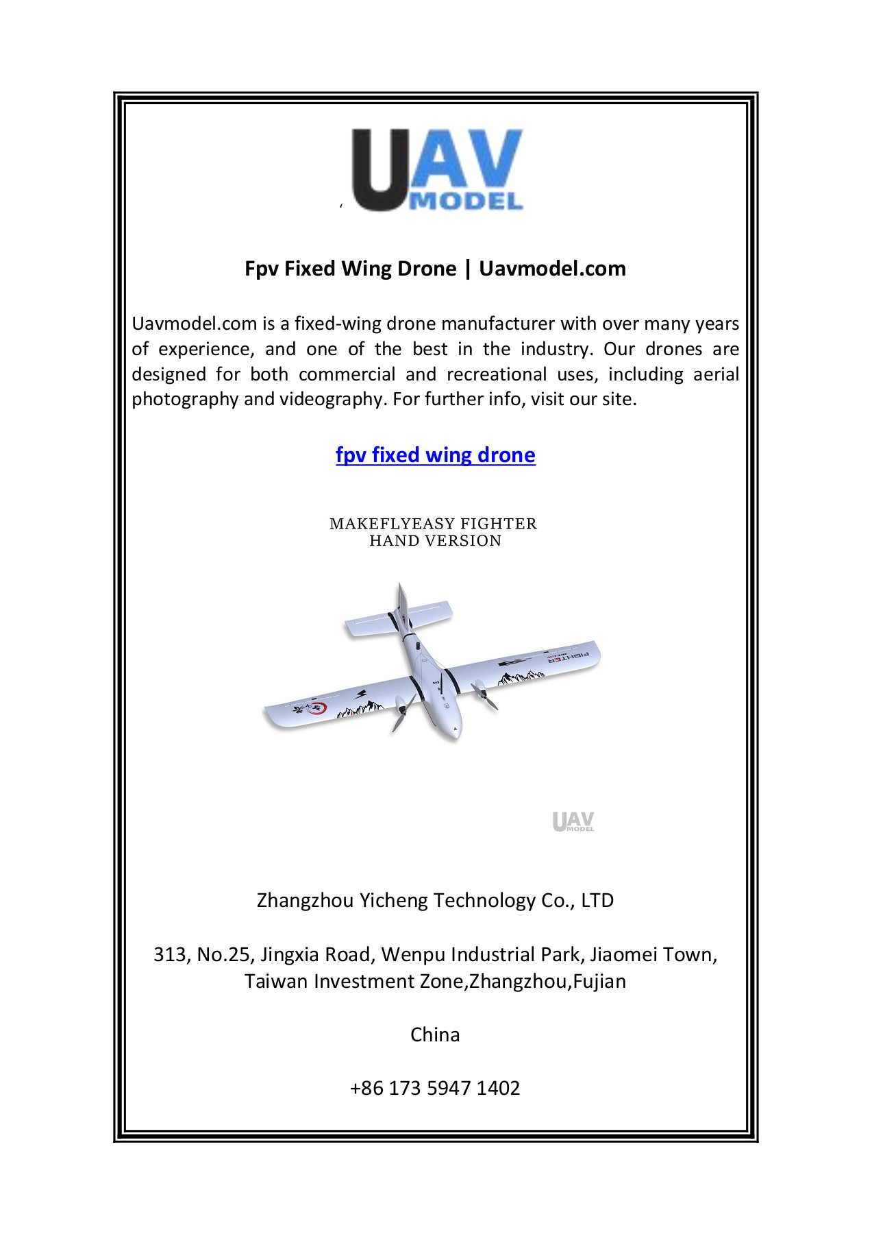 Fpv Fixed Wing Drone Uavmodel.com - Uavmodel - Page 1 - 1 | Flip PDF ...