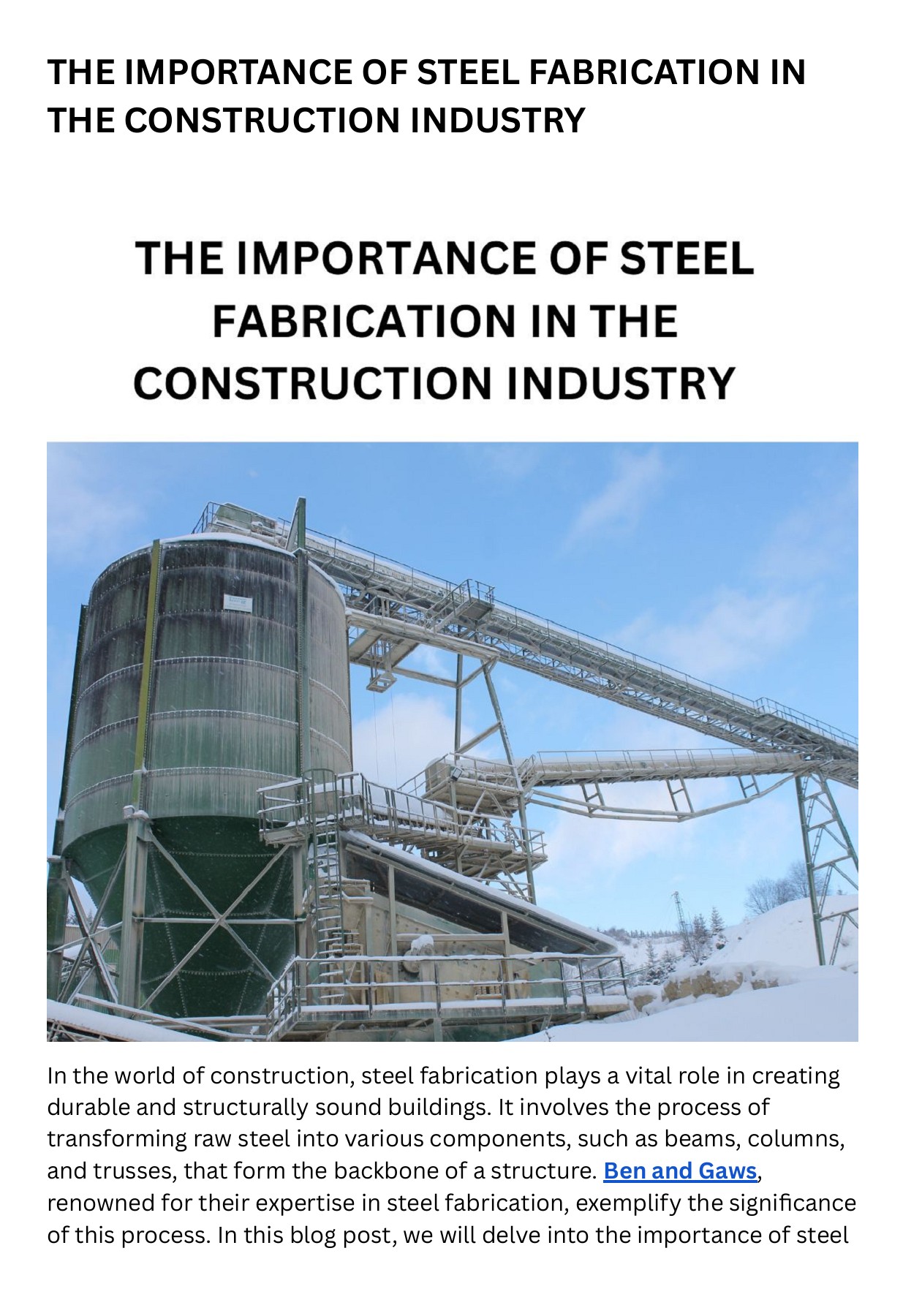 THE IMPORTANCE OF STEEL FABRICATION IN THE CONSTRUCTION INDUSTRY - ben ...