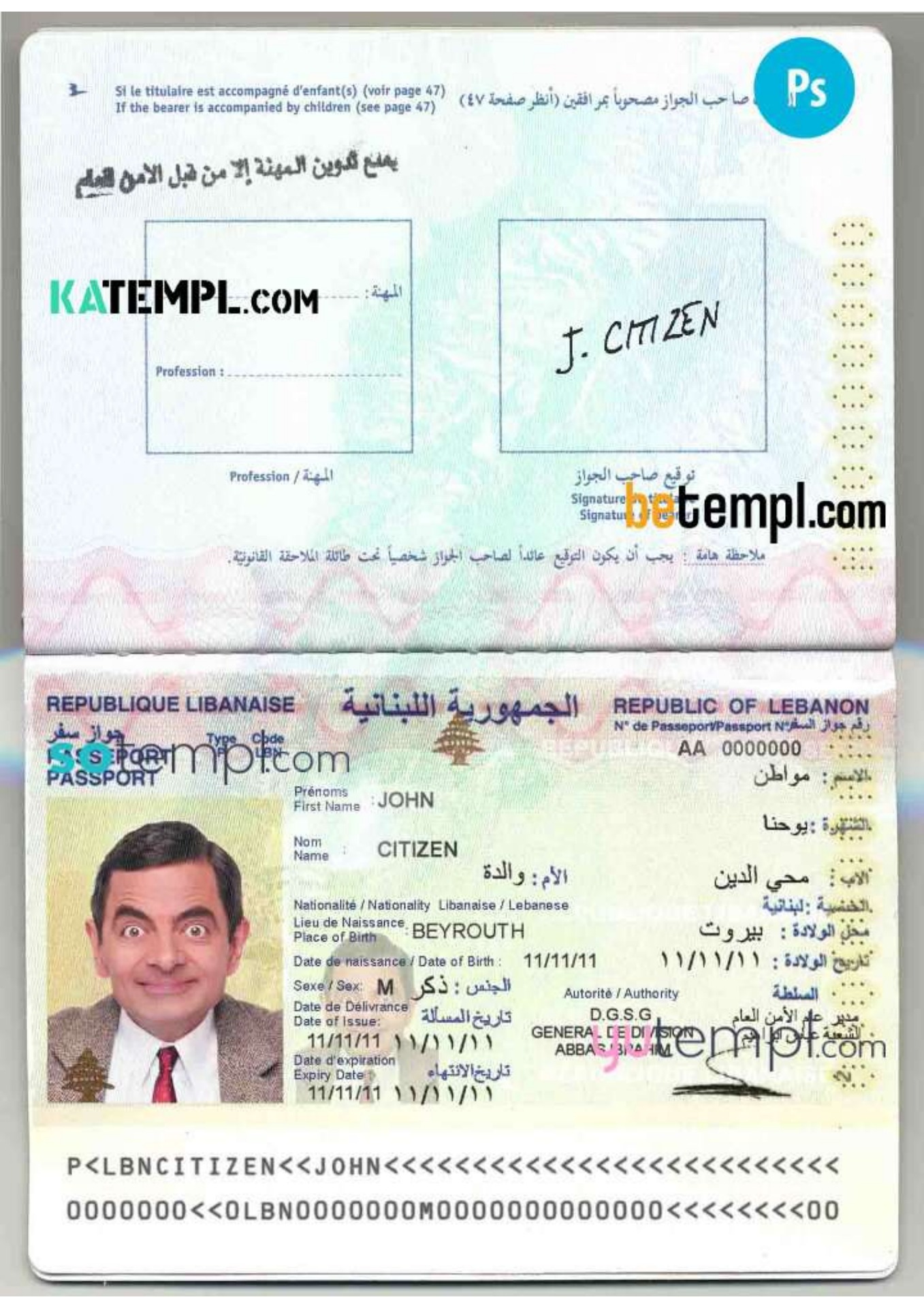 Lebanon passport PSD download template - pasintempl - Page 1 - 1 | Flip ...