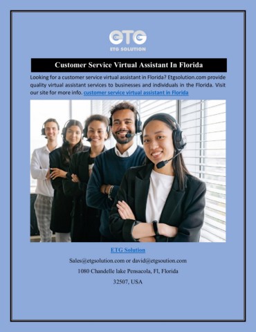 Customer Service Virtual Assistant In Florida Etgsolution
