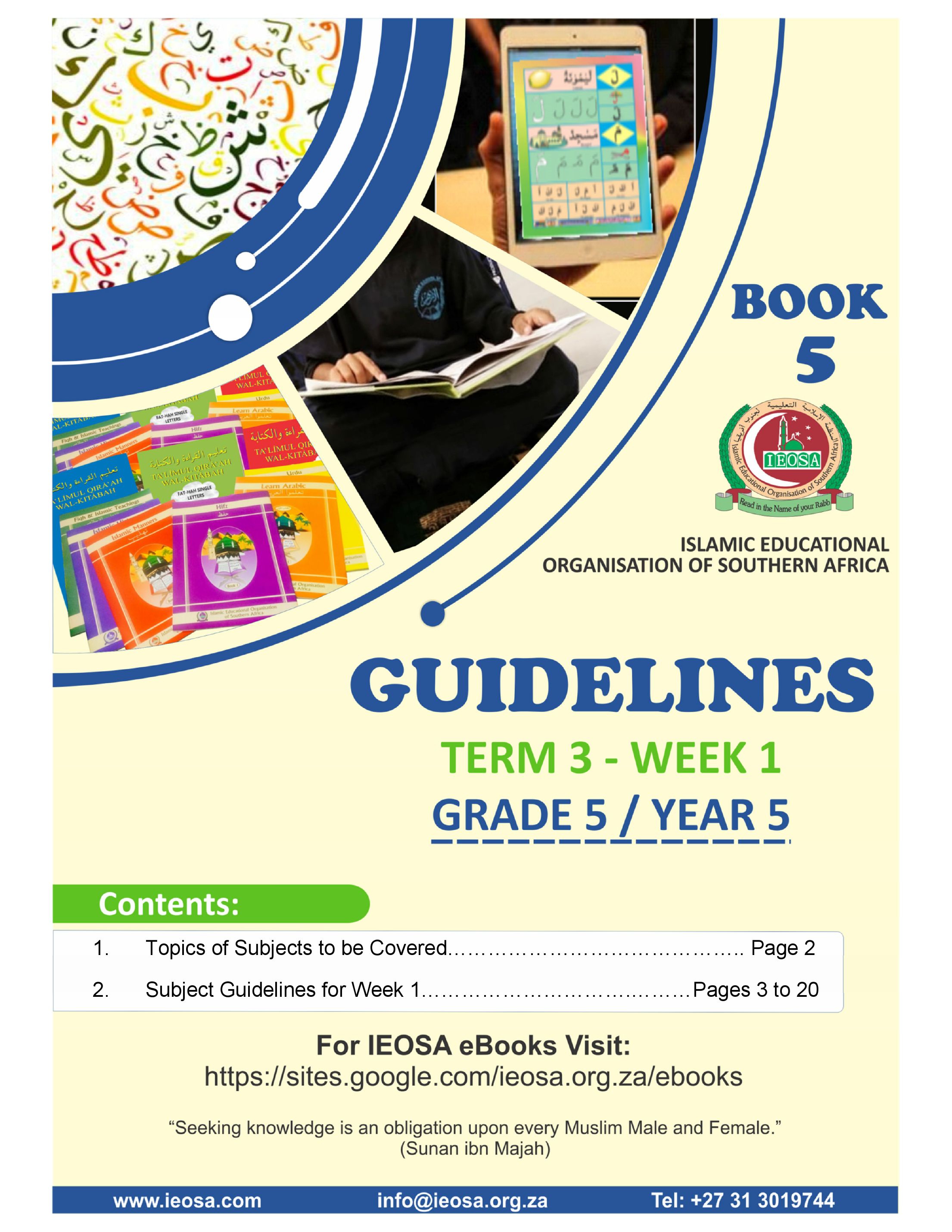 Guidelines Grade 5 / Year 5 - Book 5 - Term 3 - Week 1 - IEOSA - Page 1 ...