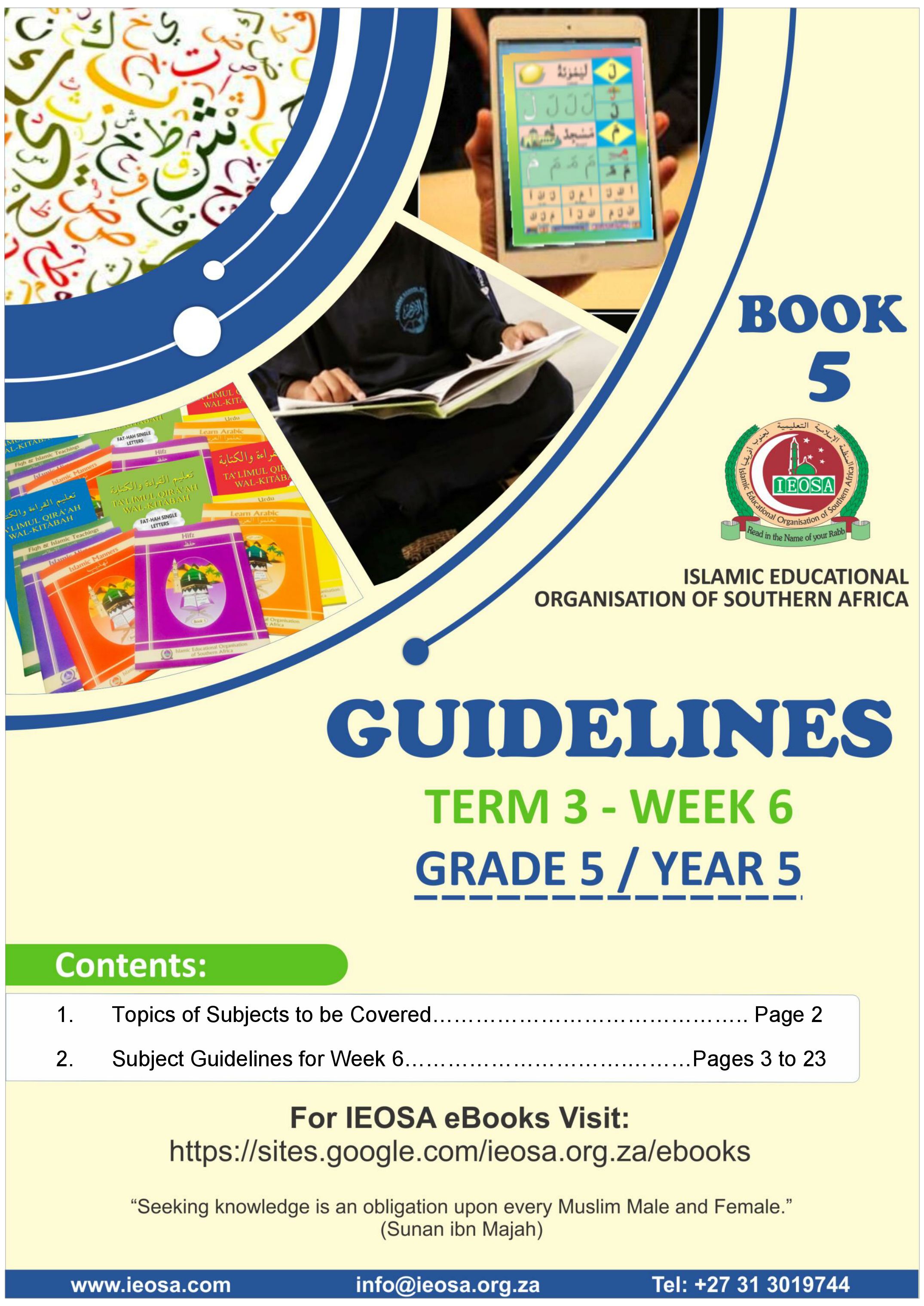 Guidelines Grade 5 / Year 5 - Book 5 - Term 3 - Week 6 - IEOSA - Page 1 ...