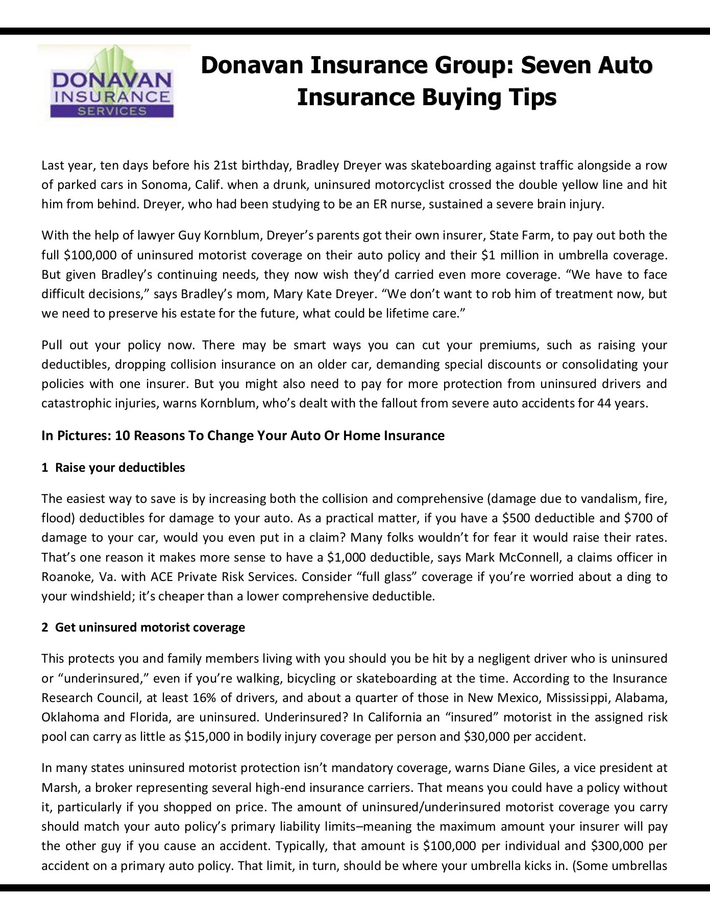 Donavan Insurance Group: Seven Auto Insurance Buying Tips - paulimoyene ...