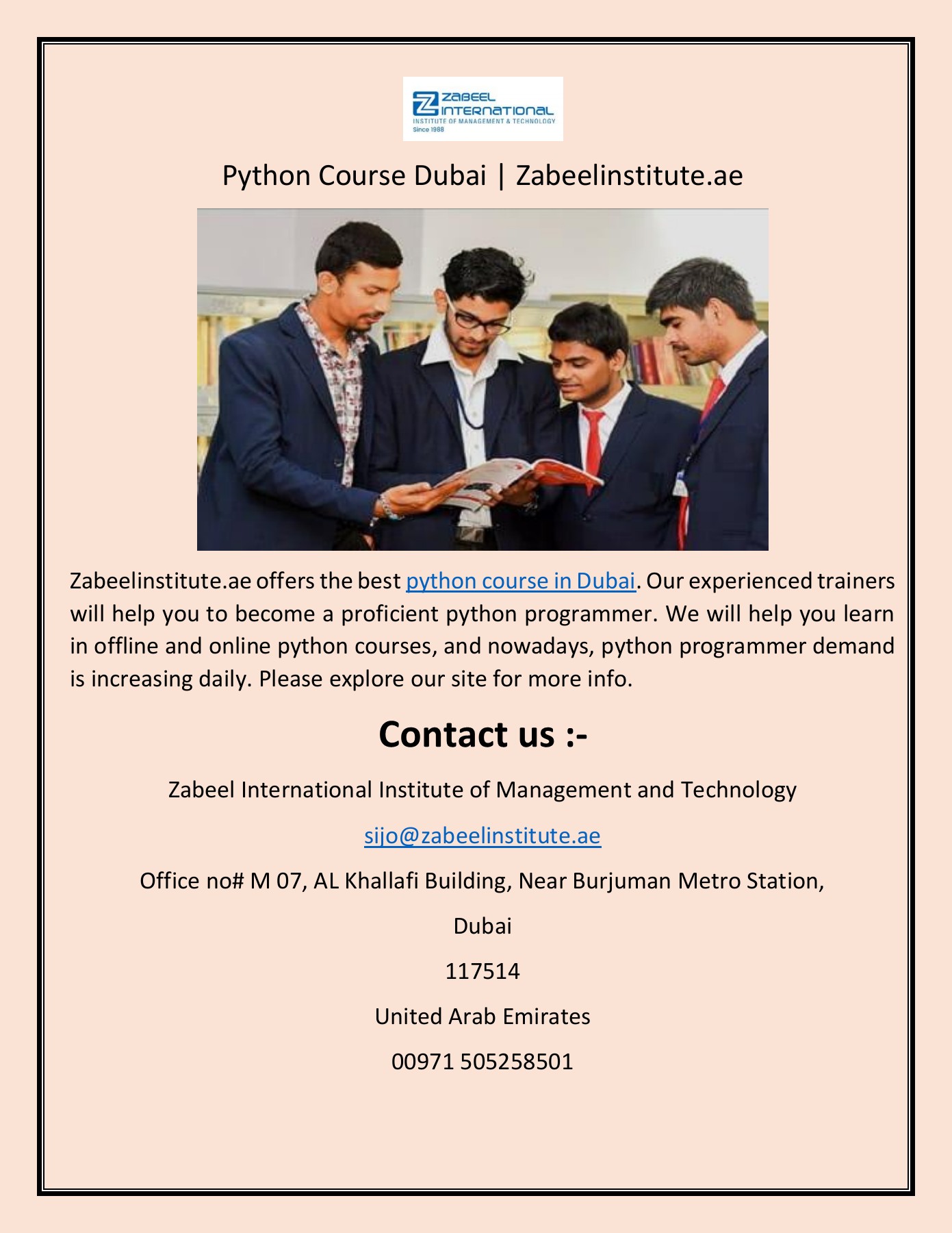 Python Course Dubai Zabeelinstitute.ae - Zabeel International - Page 1 - 1 | Flip PDF Online ...