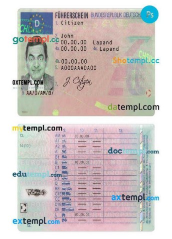 Germany driver’s permit template in PSD format, fully editable, with ...