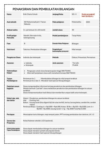 Modul ajar penaksiran dan pembulatan bilangan - Ismelia Ismelia ...