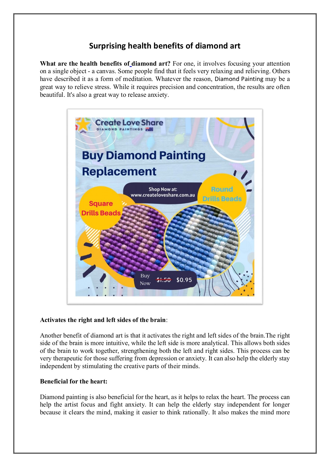 Surprising health benefits of diamond art - Create Love Share - Page 1 ...