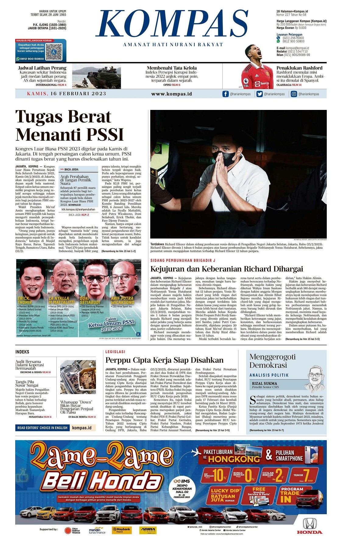 Kompas 16 Februari 2023 - Digital Library - Page 1 - 20 | Flip PDF Online | PubHTML5