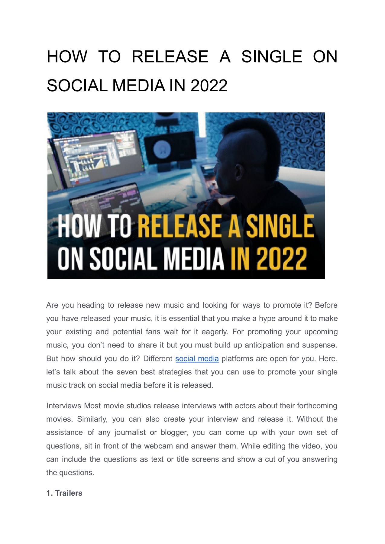 HOW TO RELEASE A SINGLE ON SOCIAL MEDIA IN 2022 - Mix Recording - Page 1 - 4 | Flip PDF Online ...