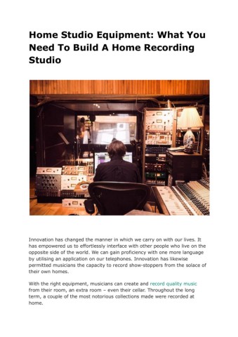 Home Studio Equipment_ What You Need To Build A Home Recording Studio