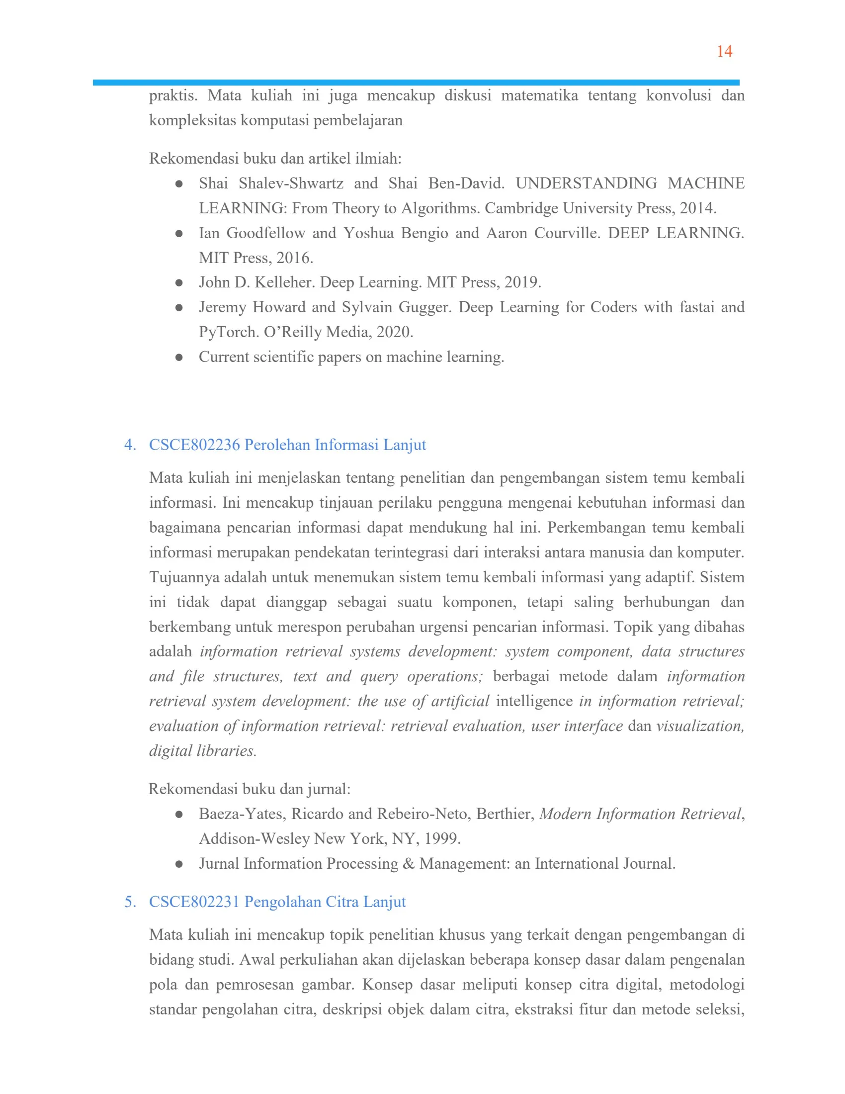 Buku Panduan Program Studi Magister Ilmu Komputer Universitas Indonesia-2022 Kurikulum 2020 ...