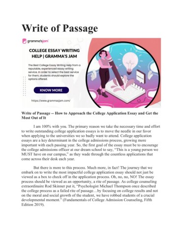 Write of Passage