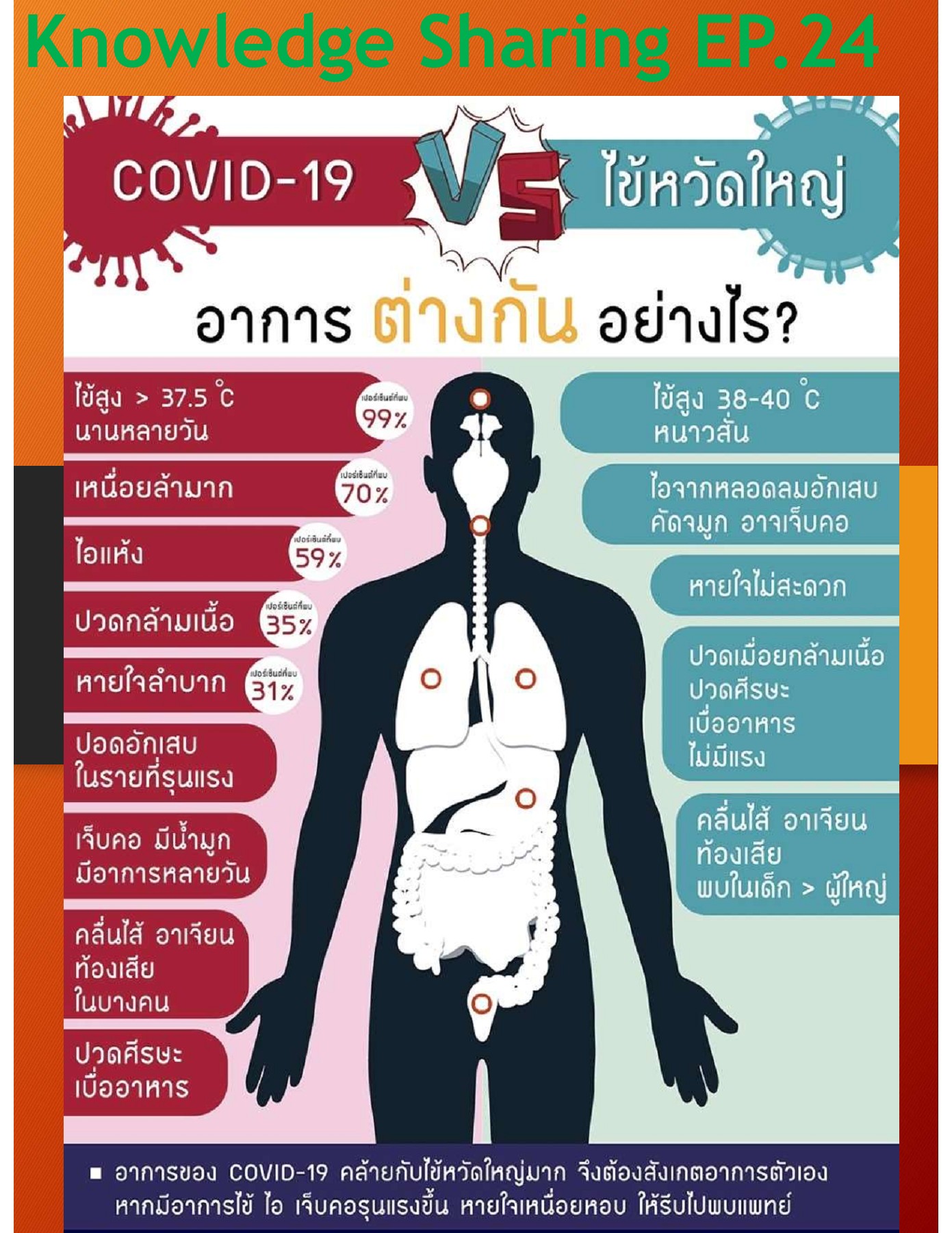 E-Book - Knowledge Sharing EP.24 COVID-19 VS ไข้หวัดใหญ๋ อาการต่างกันอย่างไร - - หน้าหนังสือ 1 ...