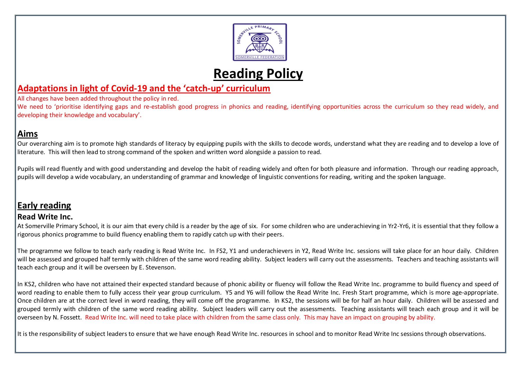 Reading Policy 2020 COVID-19 adaptions - execpa - Page 1 - 5 | Flip PDF ...