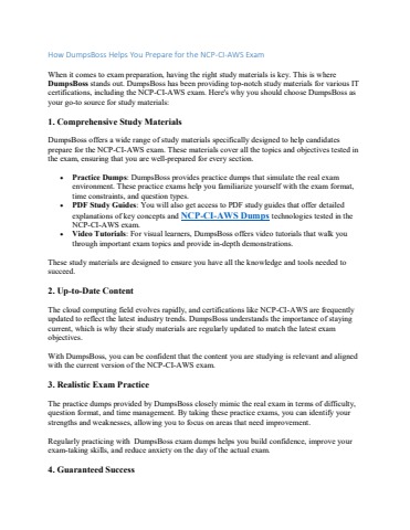 NCP-CI-AWS Dumps You Need to Pass with DumpsBoss