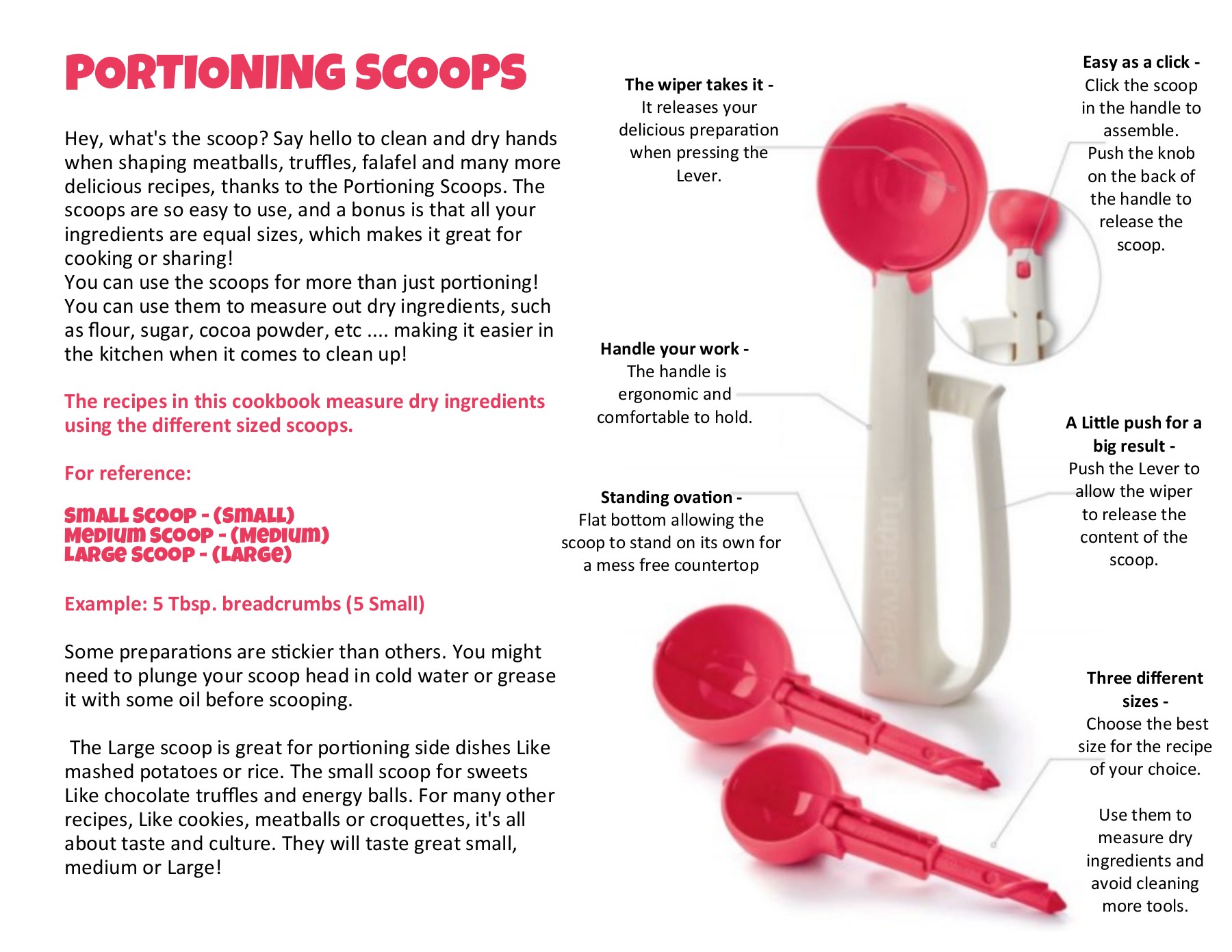 Tupperware Portioning Scoop Recipes - Mary's Tupperware Emporium - Page ...