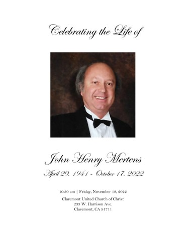 John Mertens Memorial Bulletin
