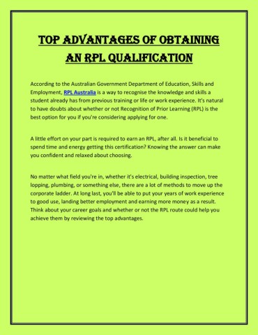 Top advantages of obtaining an RPL qualification