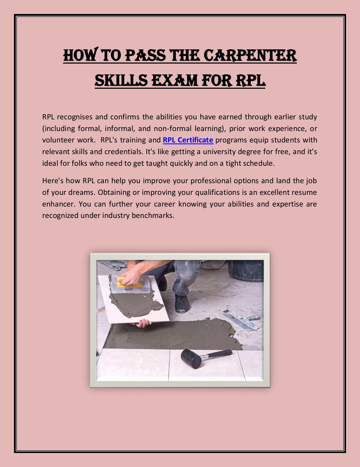 How to Pass the Carpenter Skills Exam for RPL - Get Recognised - Page 1 ...