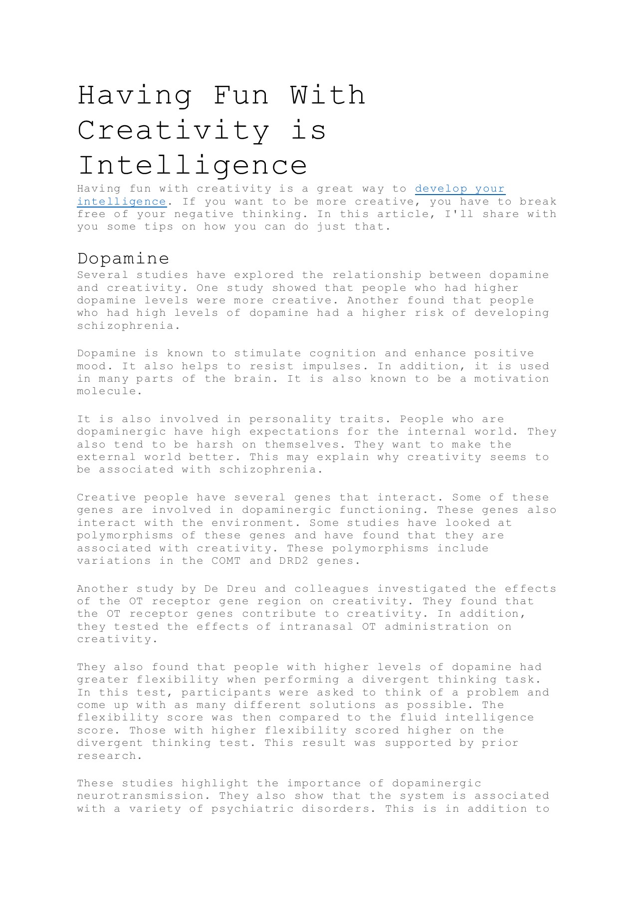 Having Fun With Creativity is Intelligence - Ritik chakravaish - Page 1 ...