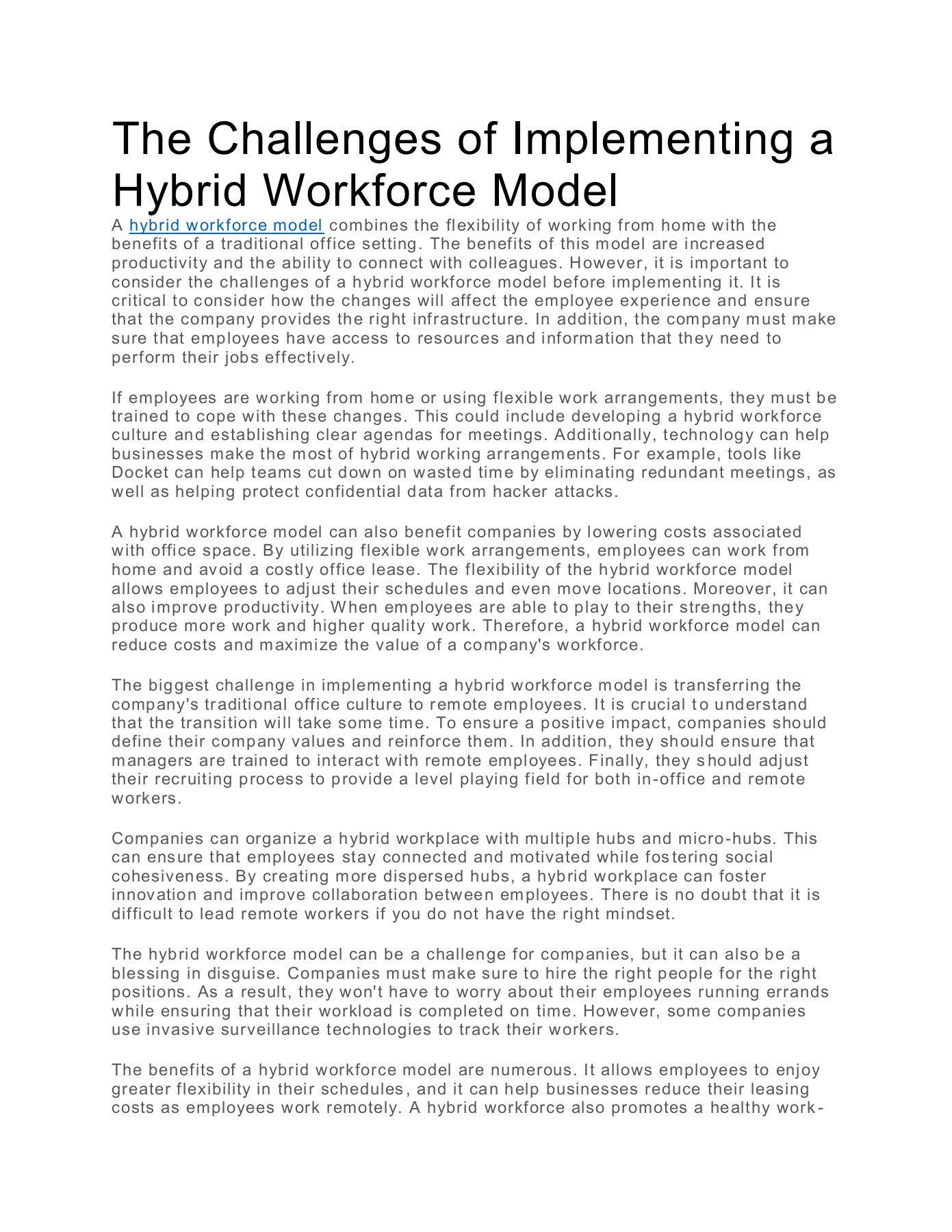 The Challenges of Implementing a Hybrid Workforce Model - Ritik ...
