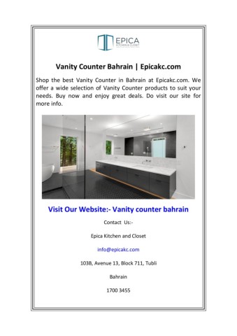 Vanity Counter Bahrain Epicakc.com - Epica Kitchen and Closet - Page 1 ...