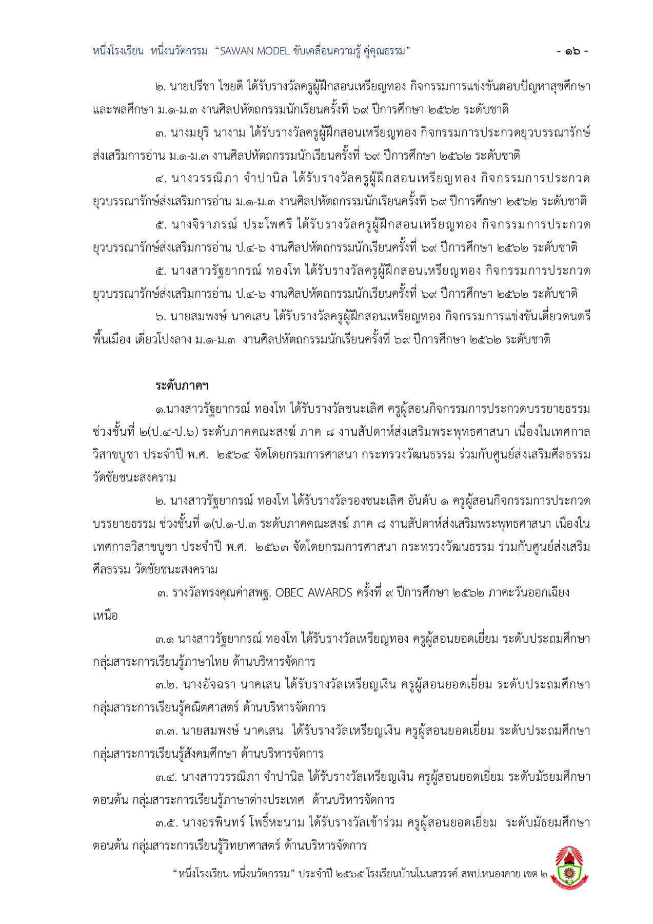SAWAN MODEL.ขับเคลื่อนความรู้ คู่คุณธรรม "หนึ่งโรงเรียนหนึ่งนวัตกรรม 2565" - อภิศร ทิพเสนา ...
