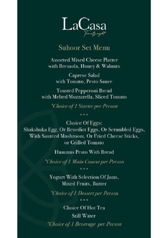 Suhur Menu