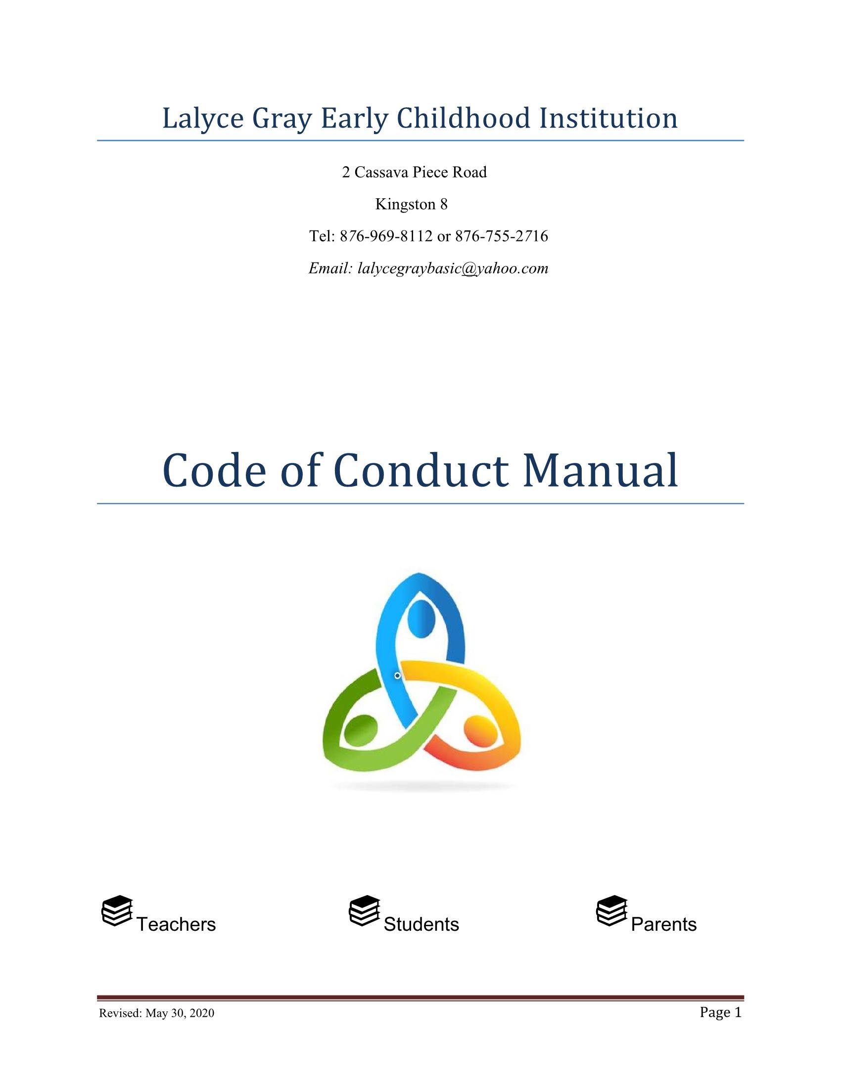 Lalyce Gray Early Childhood Institution Code of Conduct_FINAL_June 2 ...