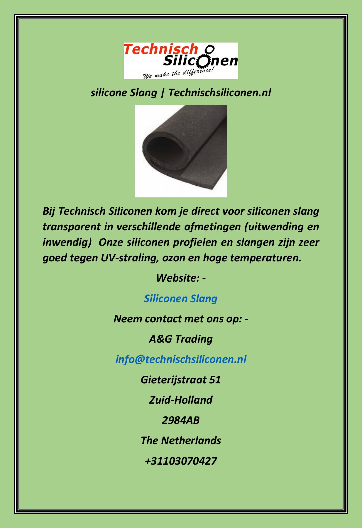 Siliconen Slang Technischsiliconen.nl - A&G Trading - Page 1 - 1 | Flip ...