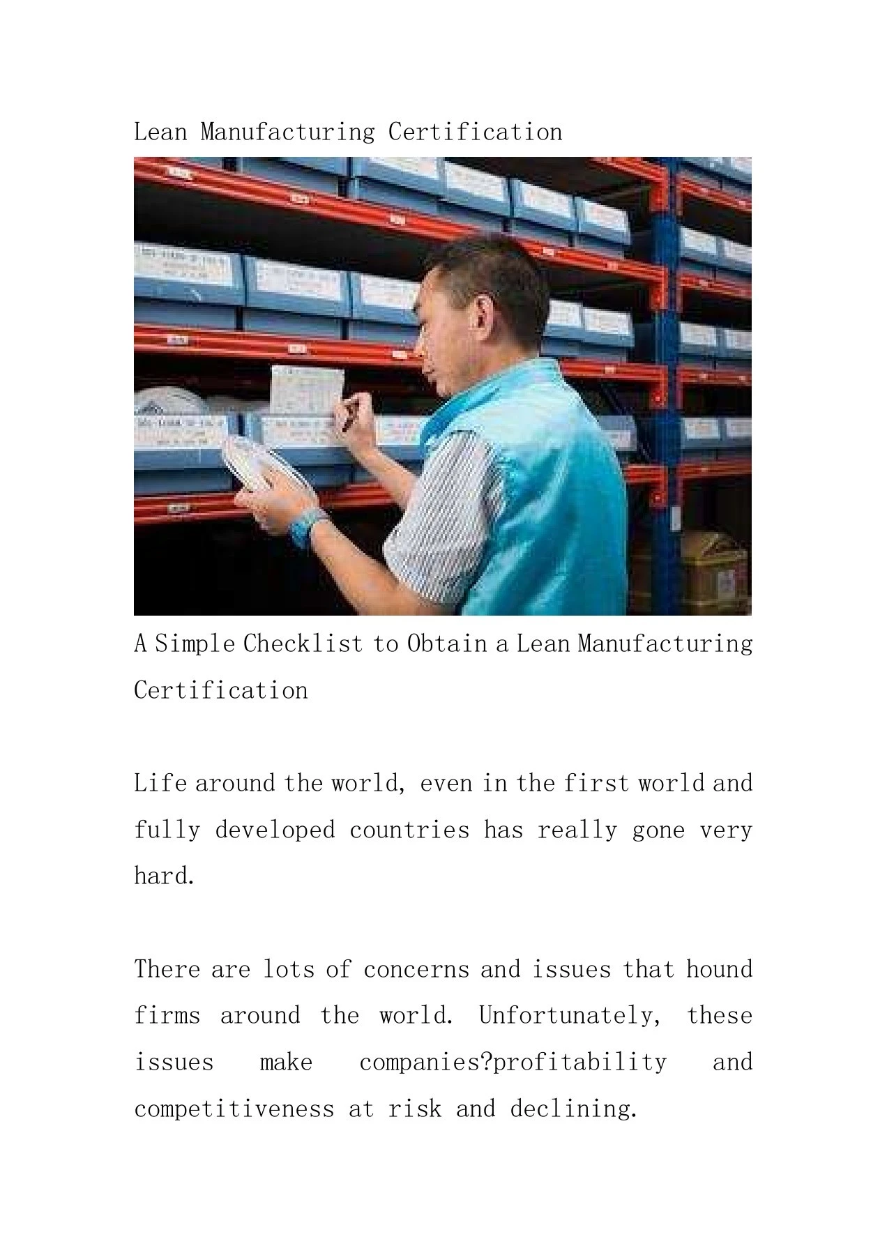 Lean Manufacturing Certification - burke - Page 1 - 8 | Flip PDF Online ...