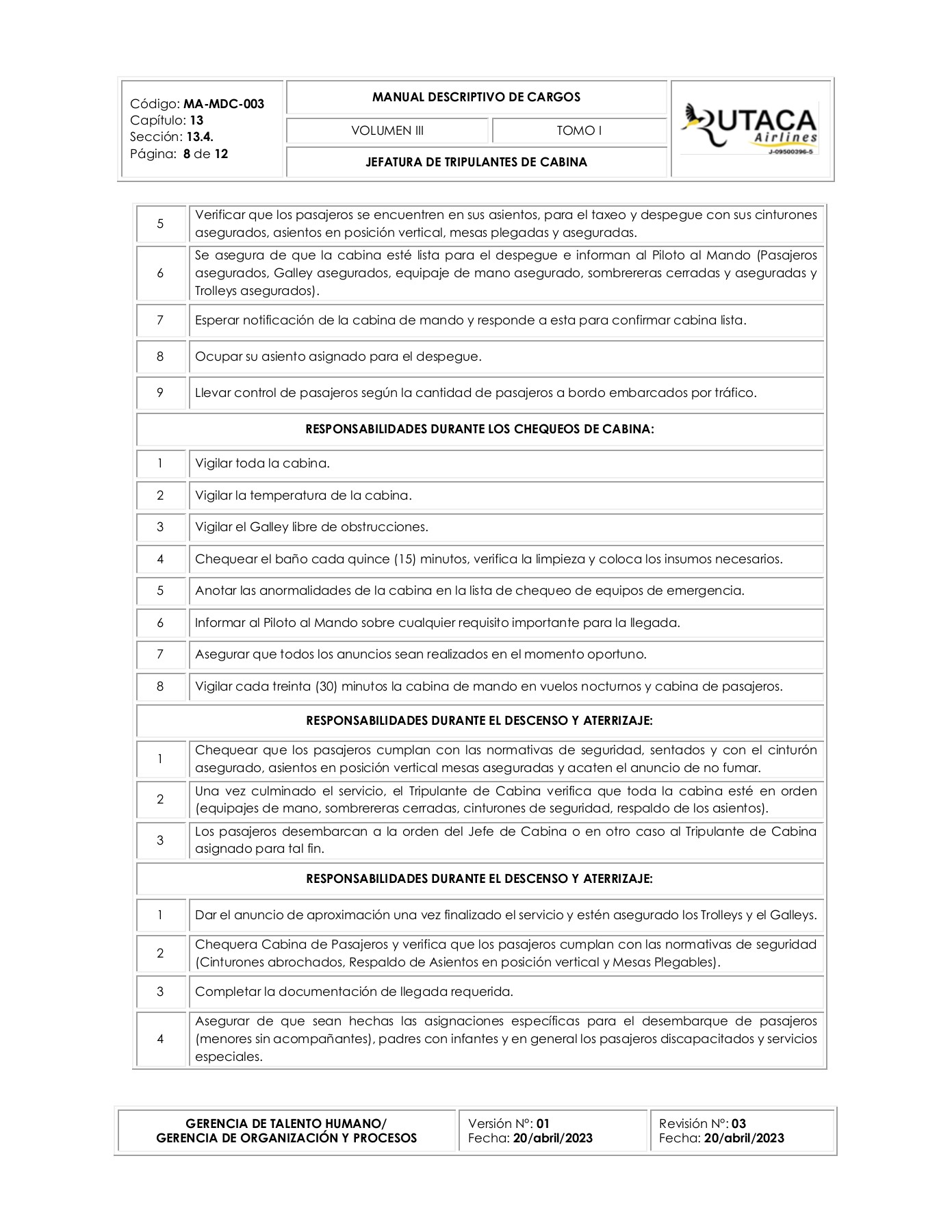 3.- MANUAL DESCRIPTIVO DE CARGOS REV.03 2023 - María Peraza ORGANIZACIÓN Y PROCESOS - Page 384 ...