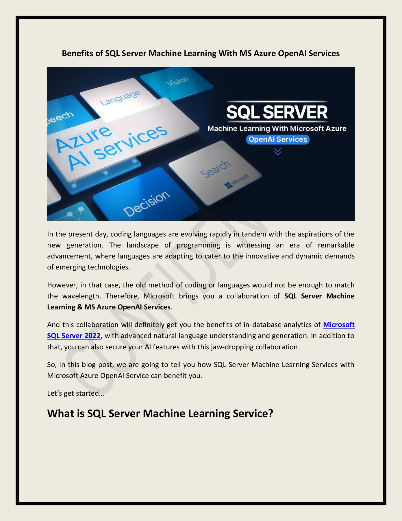 Benefits of SQL Server Machine Learning with MS Azure OpenAI Services - DirectDeals, LLC - Page ...