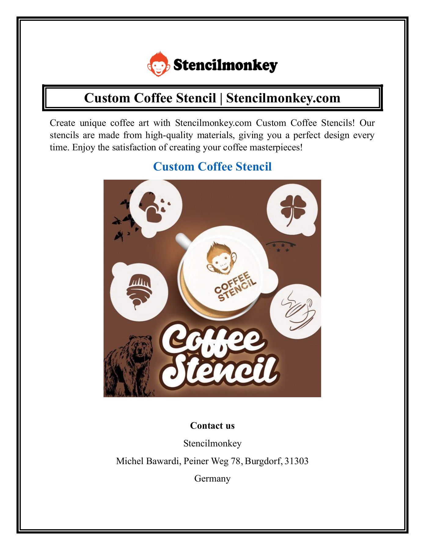 Custom Coffee Stencil Stencilmonkey.com - stencilmonkey - Page 1 - 1 | Flip PDF Online | PubHTML5
