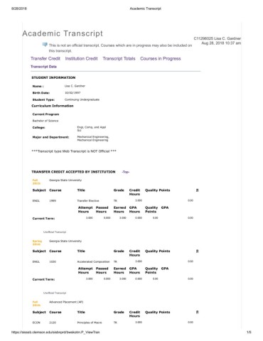 Academic Transcript - lisa.gardner16 - Page 1 - 5 | Flip PDF Online ...