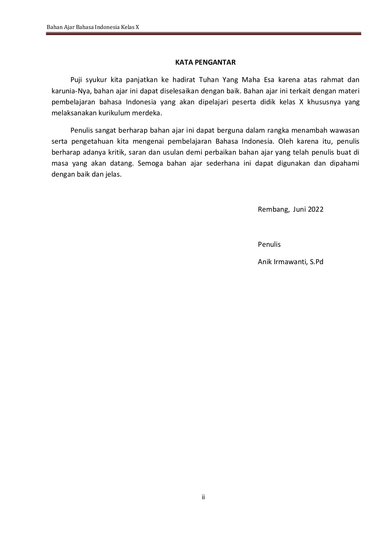 Bahan Ajar Bahasa Indonesia Kelas X - anik irmawanti - Halaman 2 | PDF Online | PubHTML5