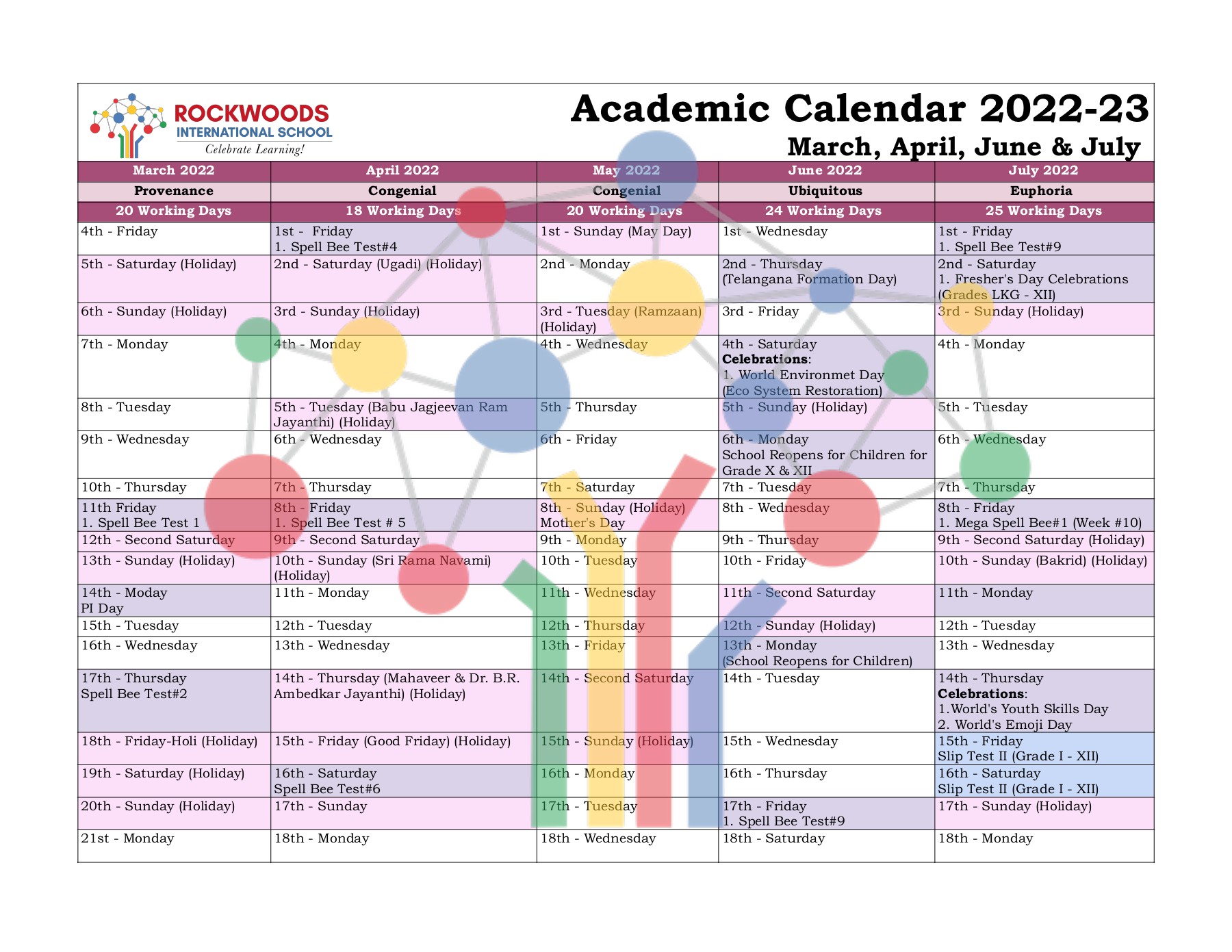 Rockwoods International School - Academic Year Calendar 2022-23 - subbi - Page 1 - 9 | Flip PDF ...