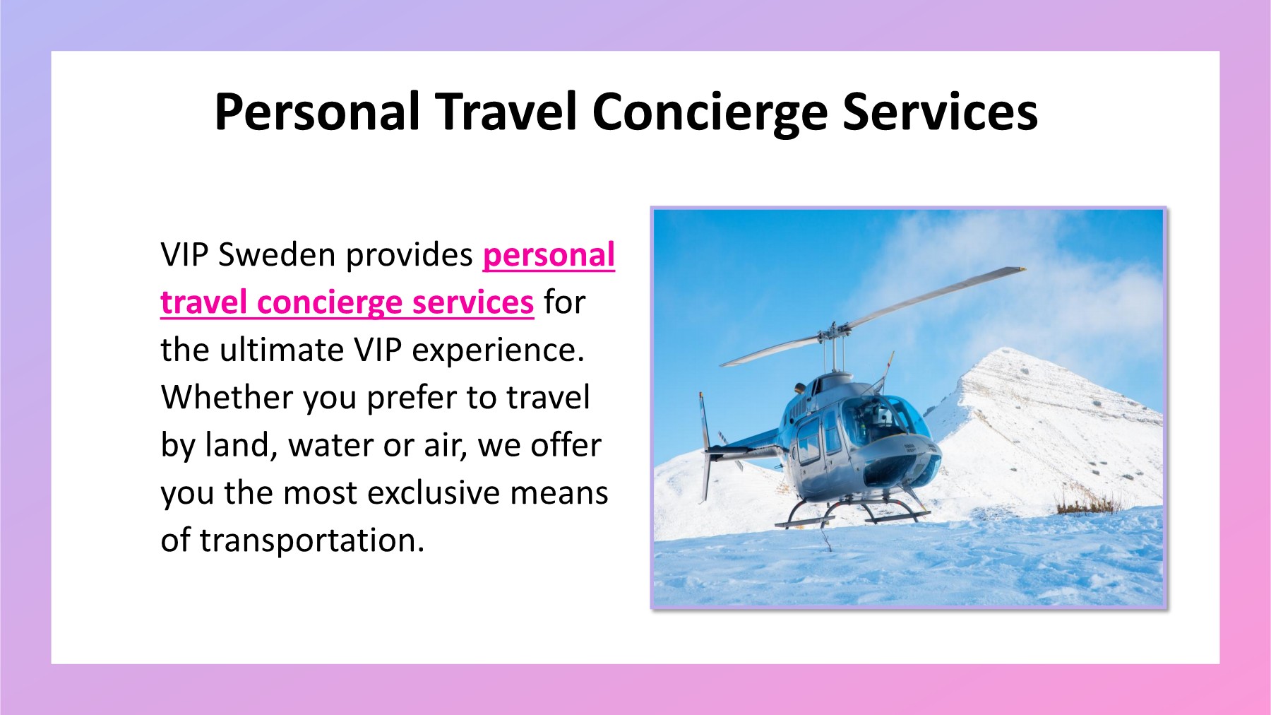 Personal_Travel_Concierge_Services - VIP Sweden - Page 1 - 5 | Flip PDF Online | PubHTML5