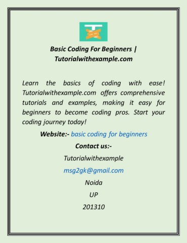 Basic Coding For Beginners Tutorialwithexample