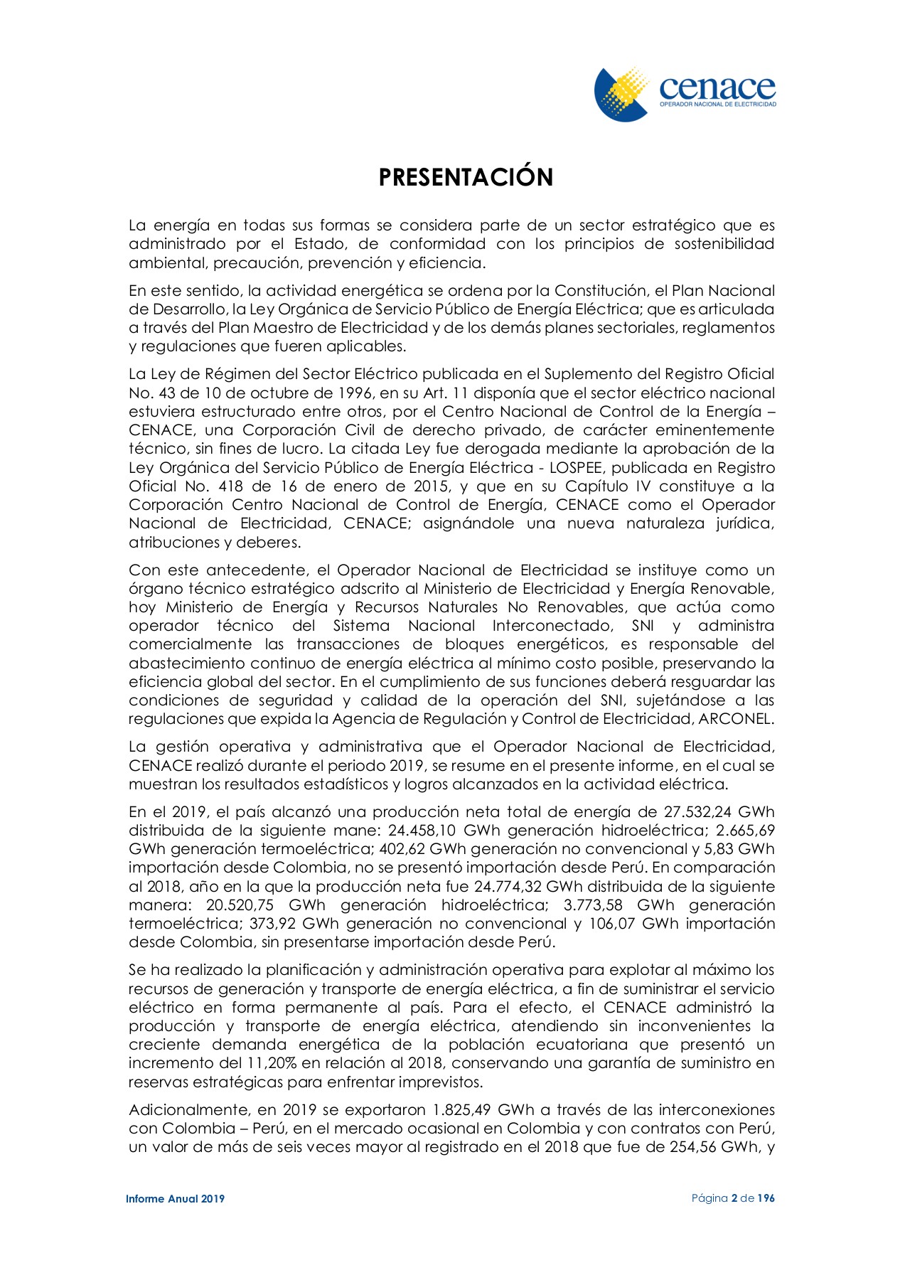 Informe Anual 2019 - CENACE - biankdnis - Página 3 | Flip PDF en línea | PubHTML5