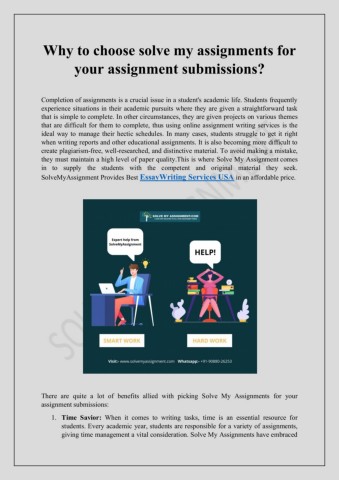 Why to choose solve my assignments for your assignment submissions - Solve My Assignment - Page ...